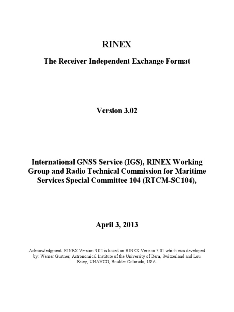 Rinex: The Receiver Independent Exchange Format | PDF | Global ...