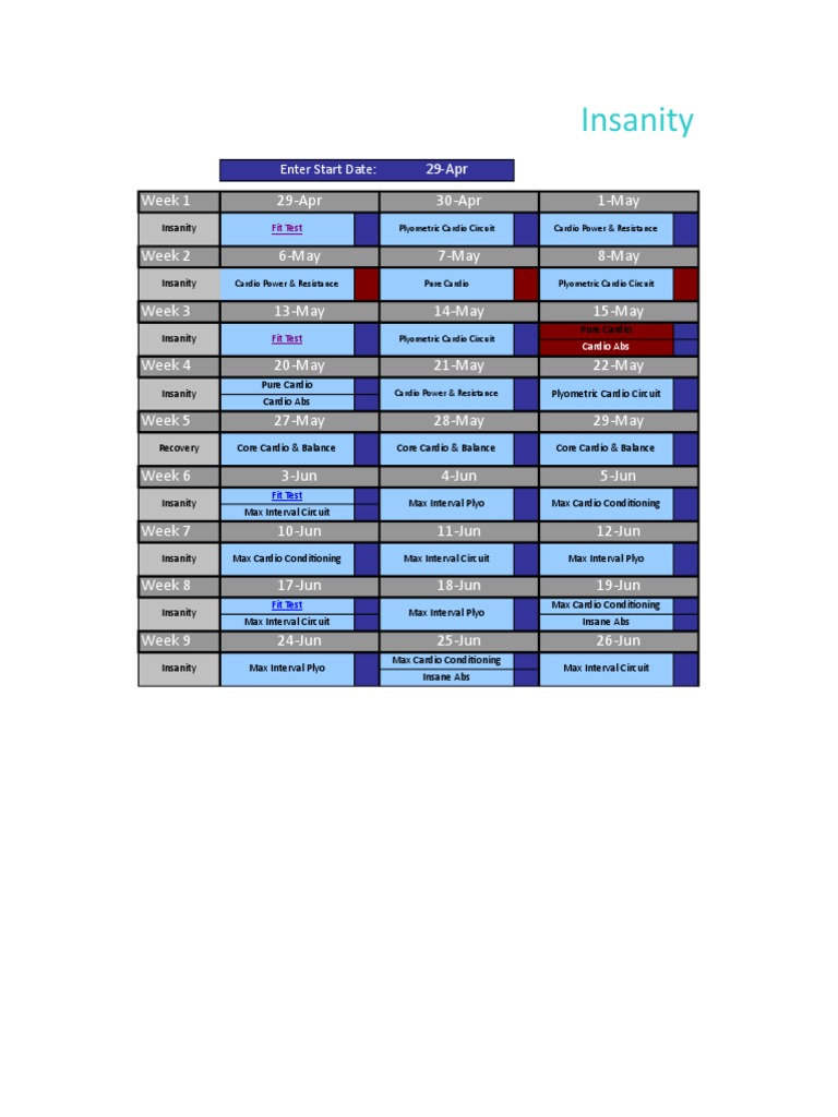 Insanity Workout Schedule: A 6 Week High Intensity Cardio and Strength ...