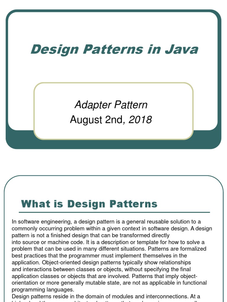 Adapter Design Patterns | PDF | Software Design Pattern | Object Oriented Programming