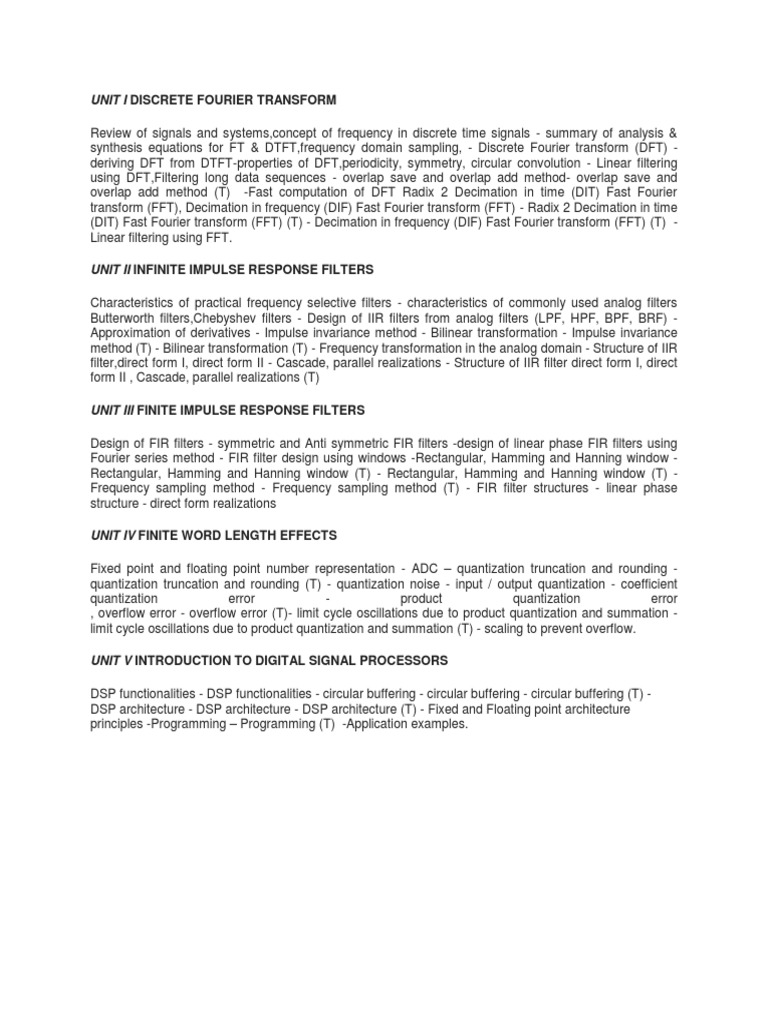 An In-Depth Review of Discrete Fourier Transforms, Infinite and Finite Impulse Response Filters ...