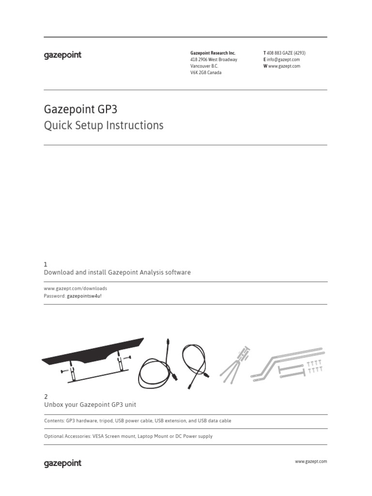 Gazepoint Quick Start | PDF | Usb | Laptop