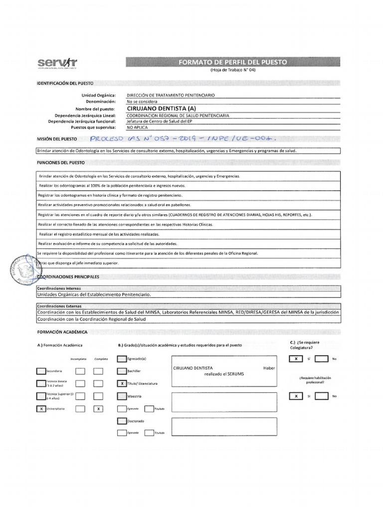 2 Perfil Cas 057 Cirujano Dentista | PDF