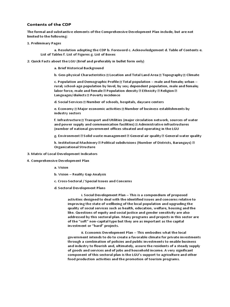 CDP Format | PDF | Economic Development | Infrastructure