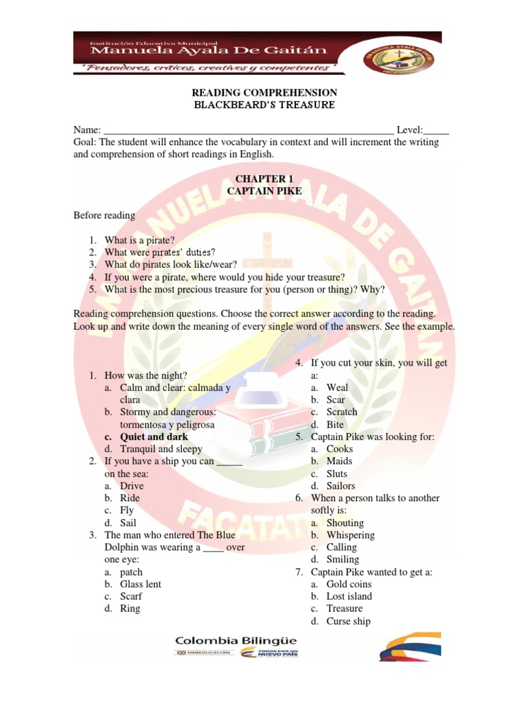 Pirate Reading Comprehension Exercise | PDF | Foreign Language Studies