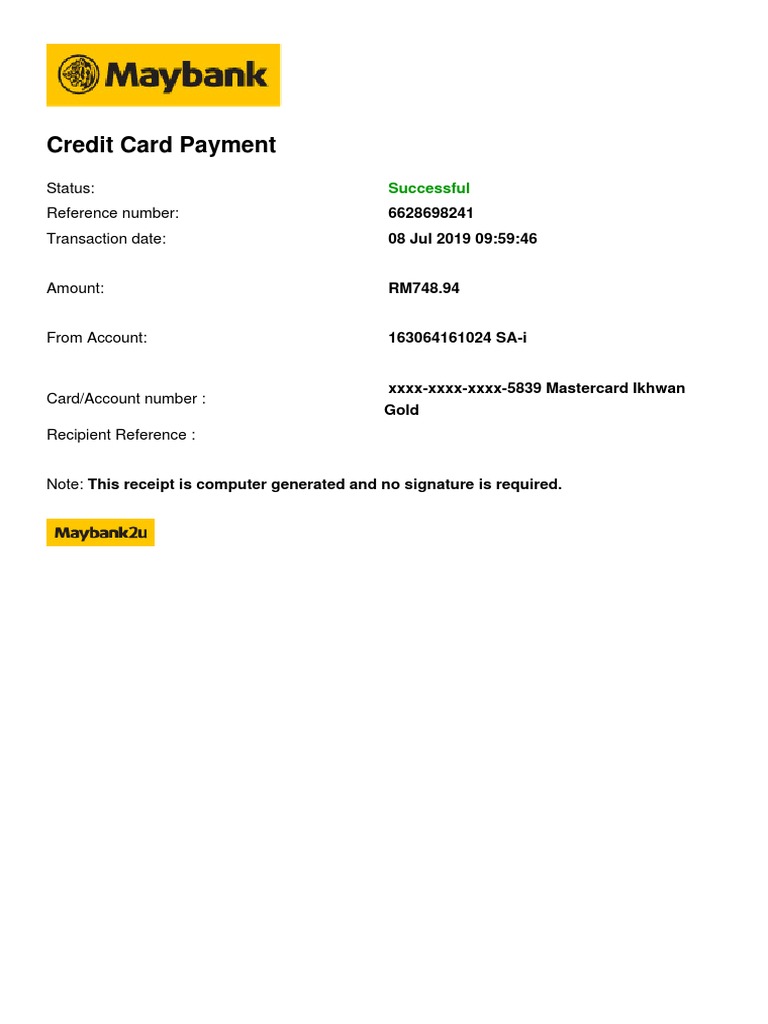 Credit Card Payment: Successful | PDF