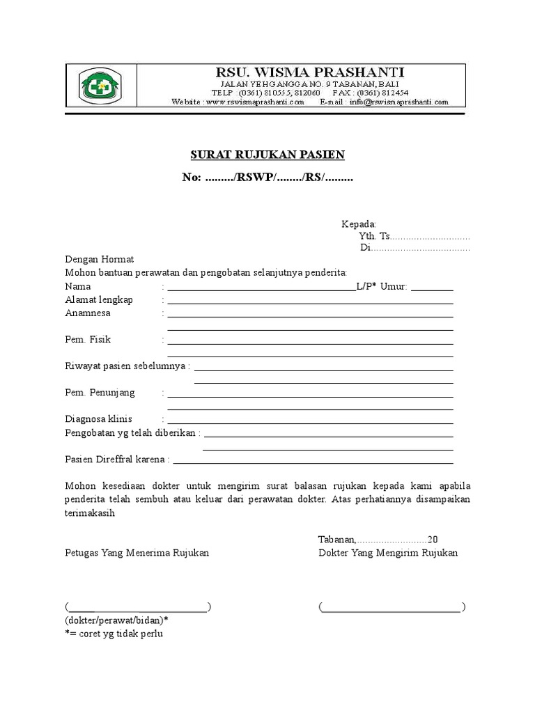 Surat Rujukan Pasien | PDF