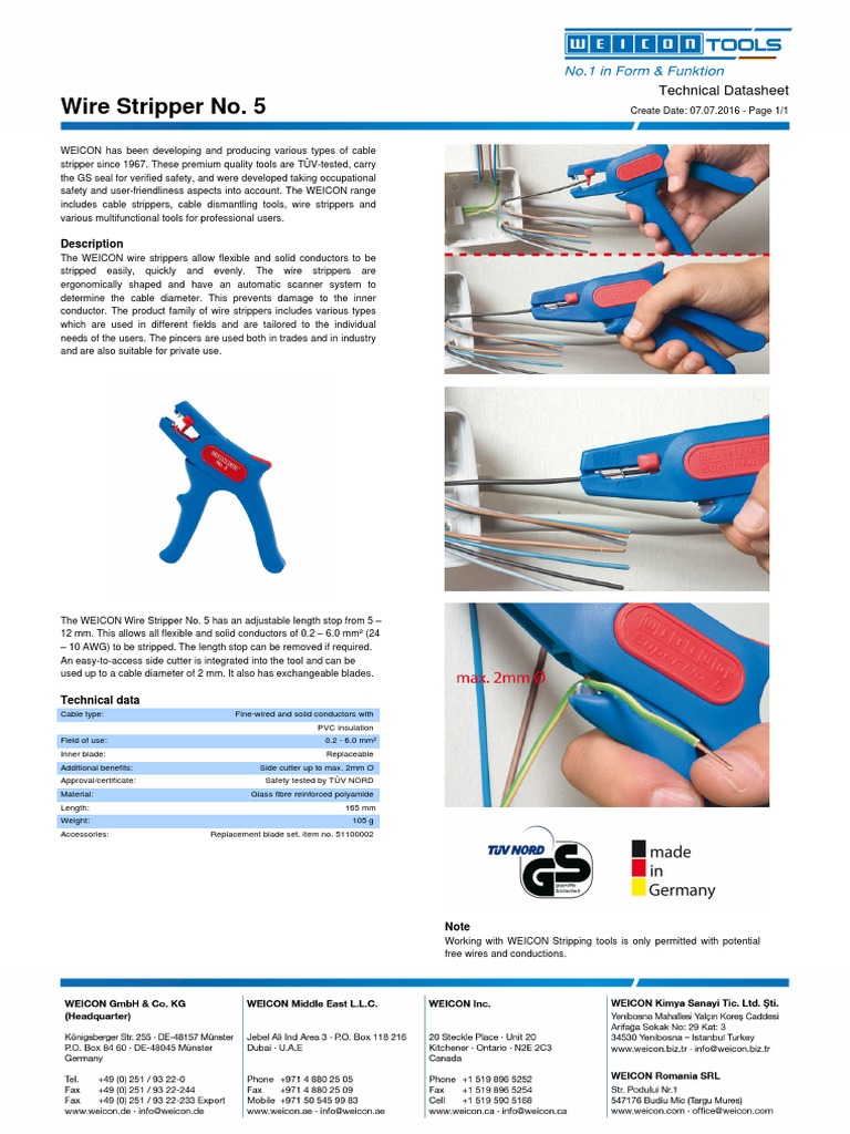 Wire Stripper No. 5: Description | PDF | Wire | Equipment