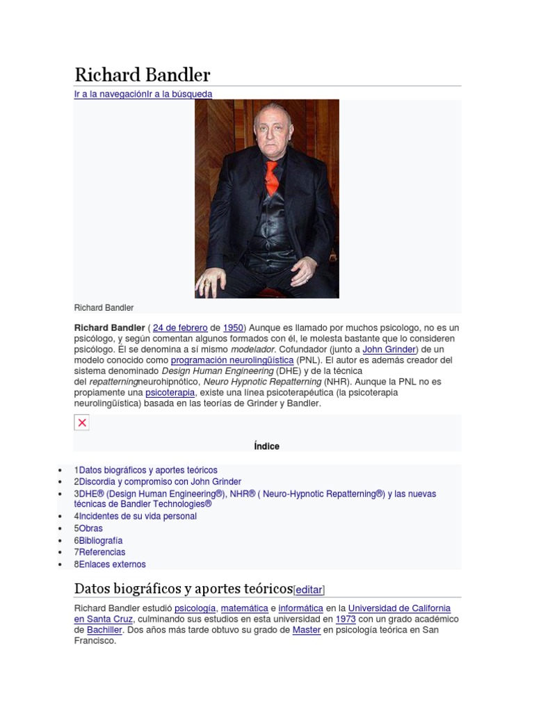 Richard Bandler | PDF | Psicoterapia | Programación neurolingüistica