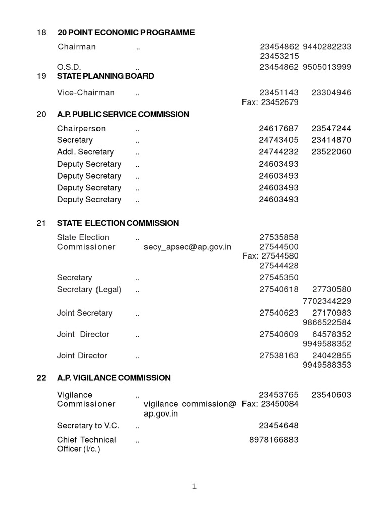 State Officer List | PDF | Chairman | Government