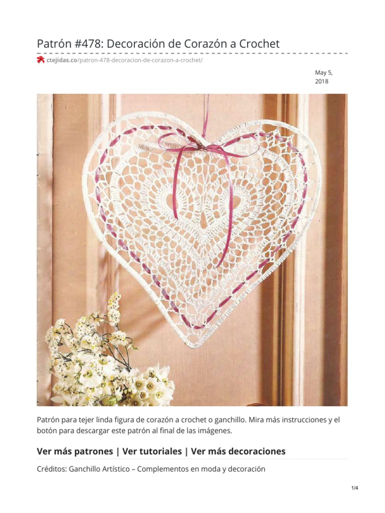 Patrón de Corazón a Crochet Gratis | PDF | Tejer | Manualidades