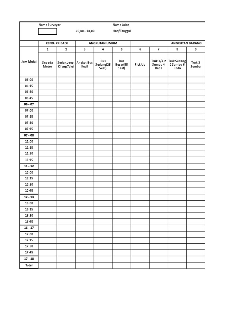Traffic Survey Form | PDF