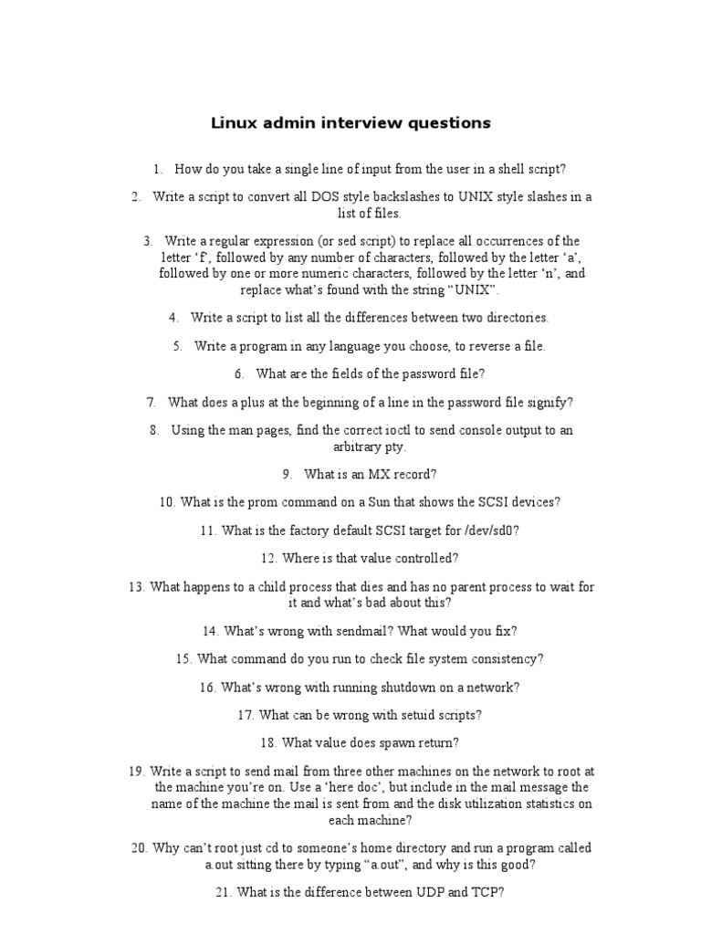 Linux Admin Interview Questions | PDF