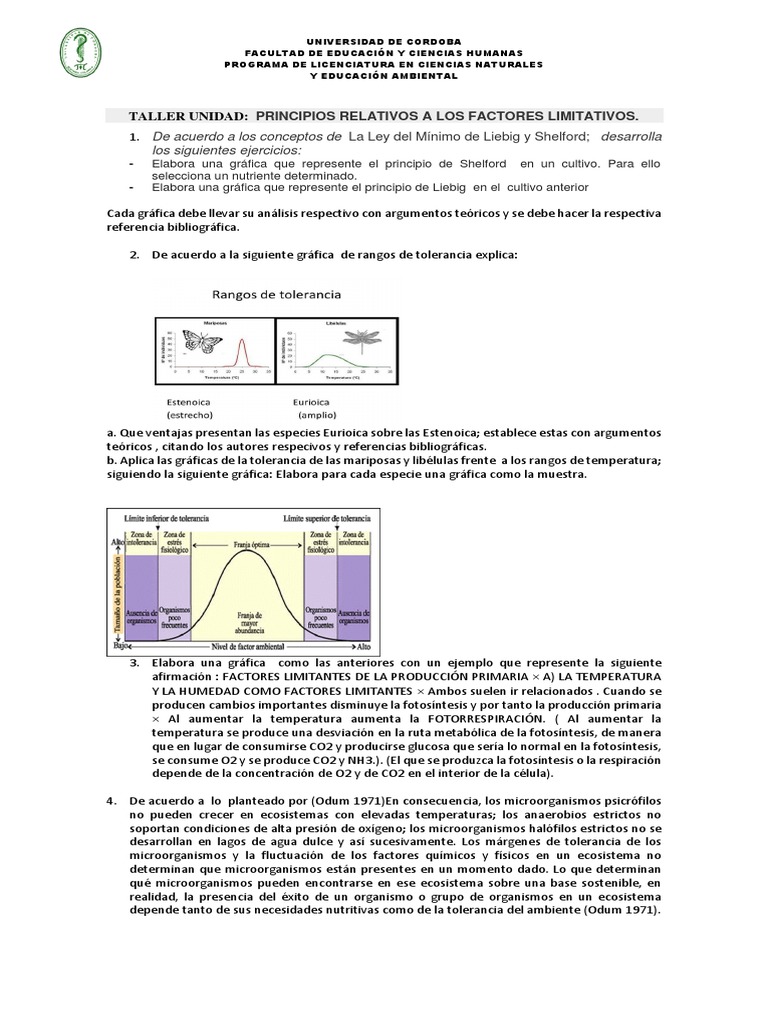 TALLER UNIDAD Factores Limitantes | PDF | Ecosistema | Microorganismo