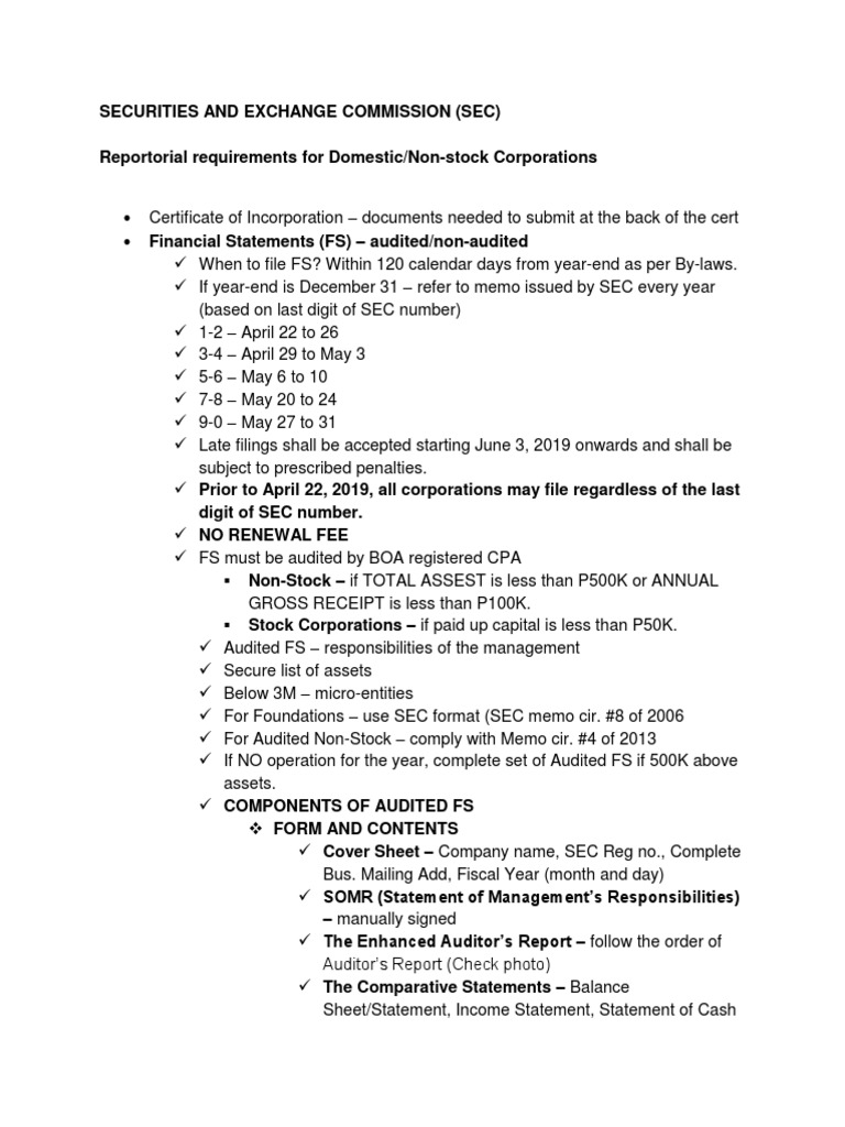 SEC Report Requirements for Corporations | PDF | U.S. Securities And ...