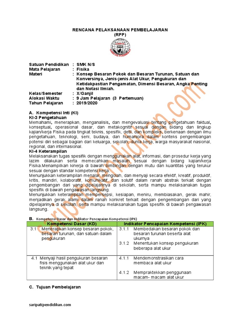 RPP Fisika TKJ 10 SMK | PDF