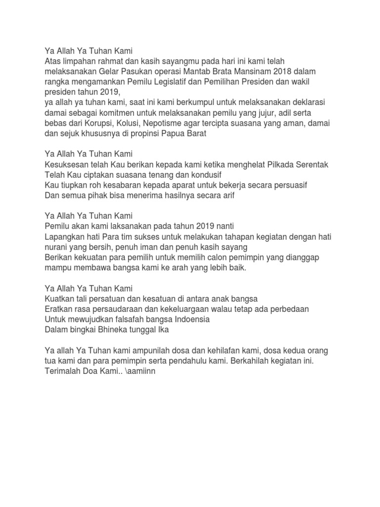 Doa Deklarasi Damai | PDF