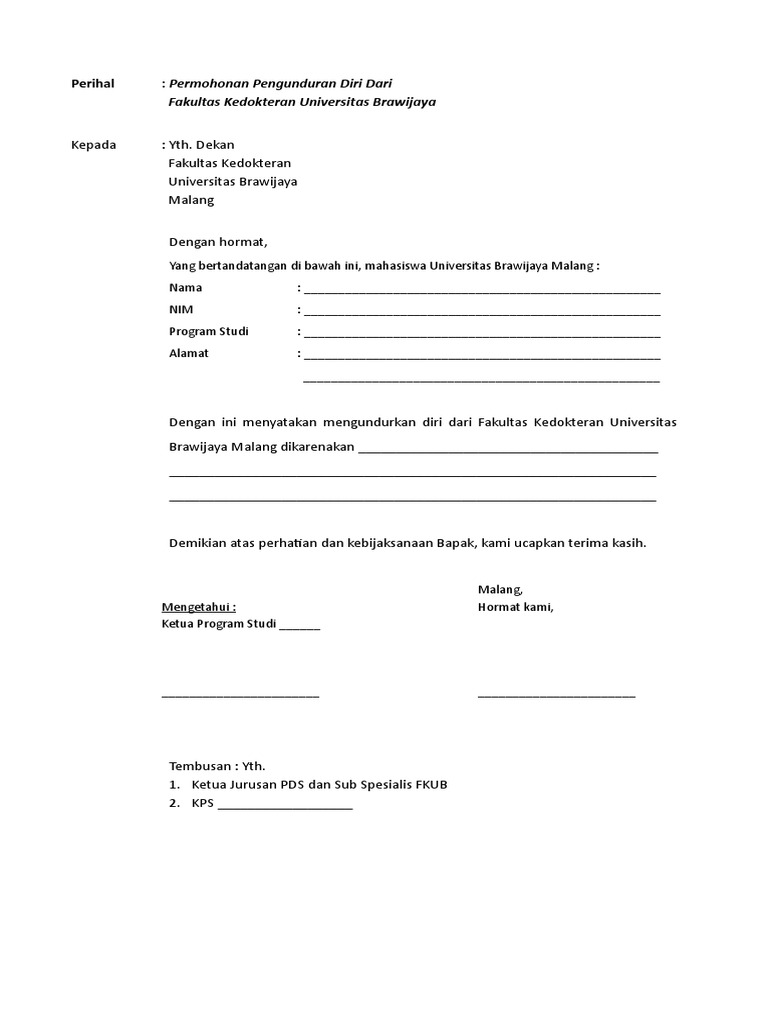Form Mengundurkan Diri PPDS | PDF