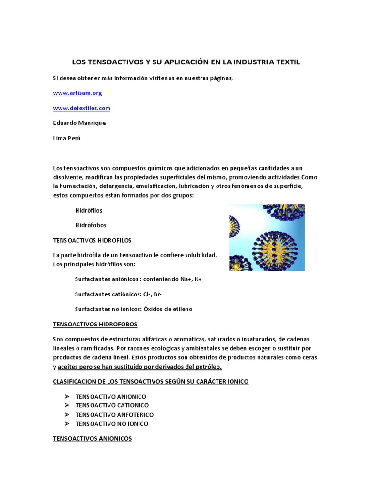 TENSOACTIVOS | PDF | Tensioactivo | Detergente