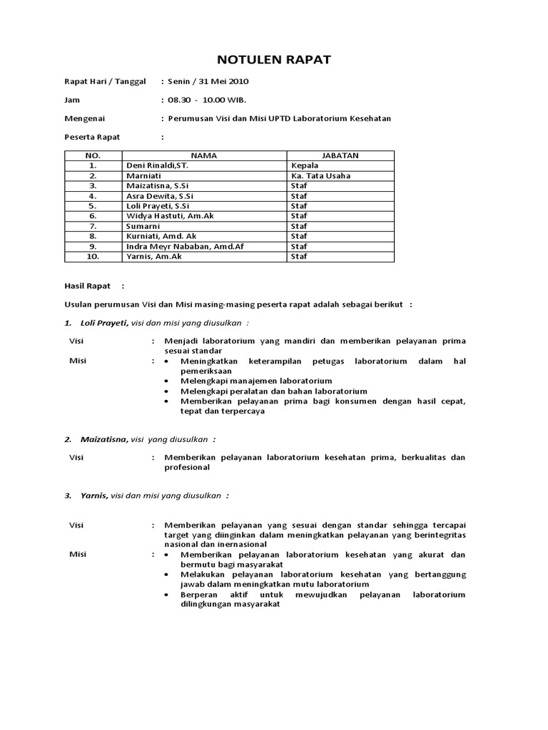 Notulen Rapat | PDF