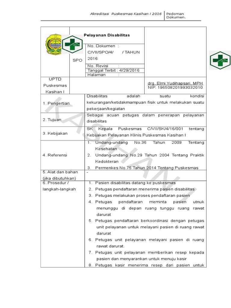 Sop Disabilitas | PDF
