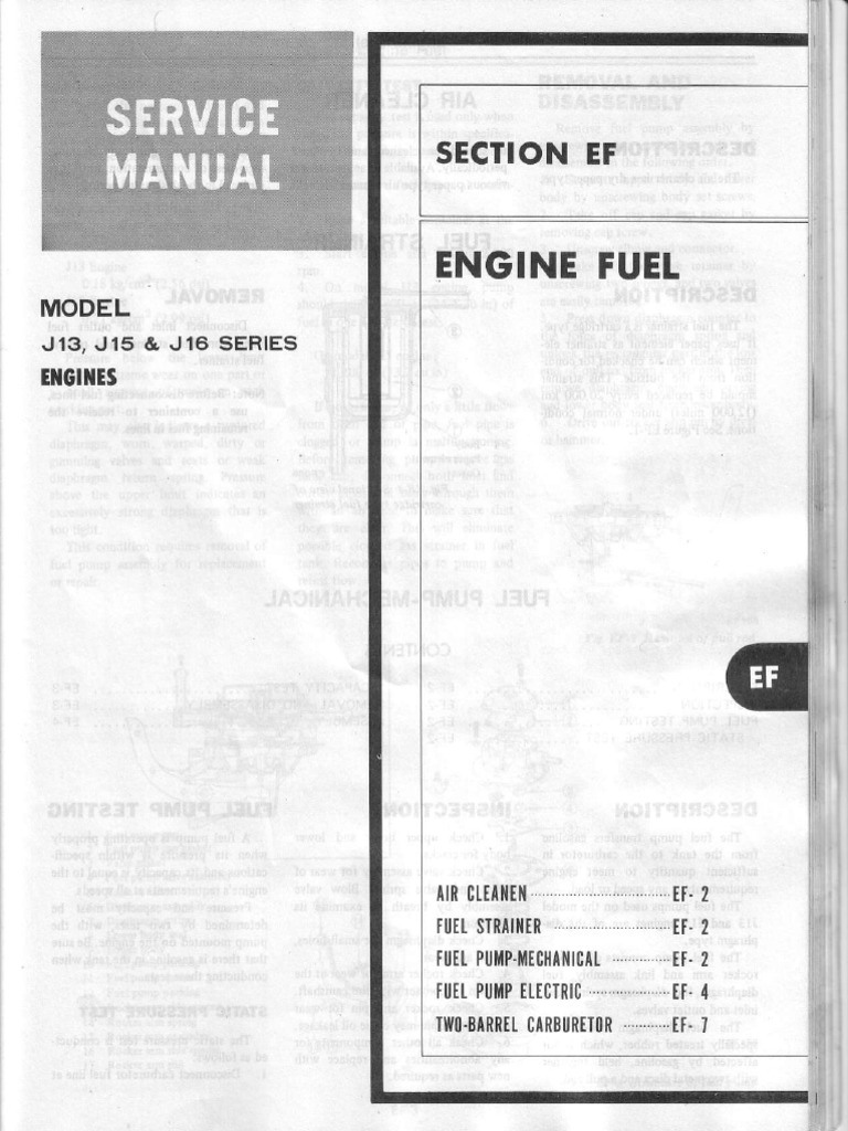 J13, J15, J16 Engines EF | PDF | Carburetor | Throttle