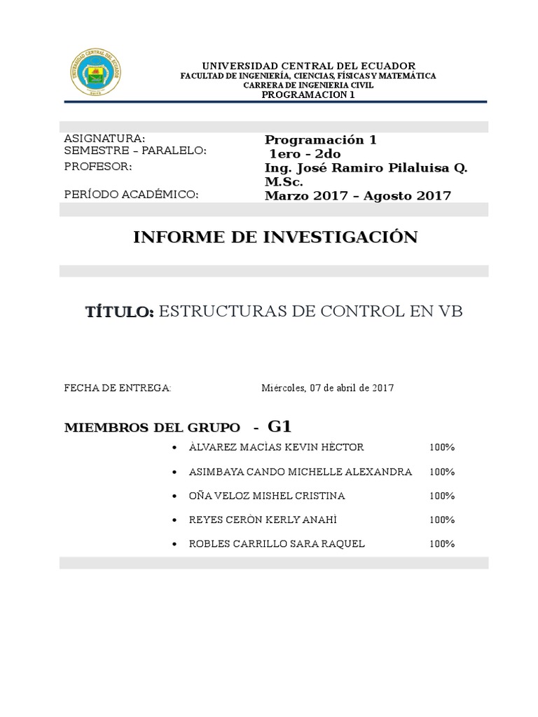 Estructuras de Control en Visual Basic 1 | PDF | Básico | Flujo de control