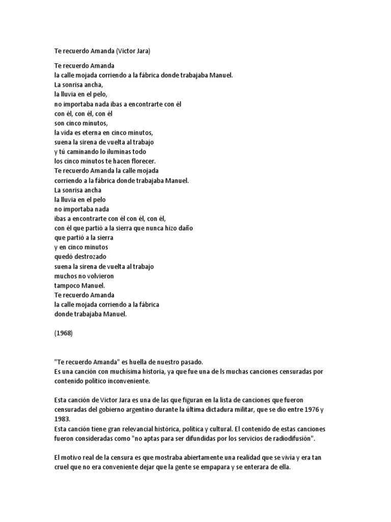 Te Recuerdo Amanda | PDF | Minería | Chile