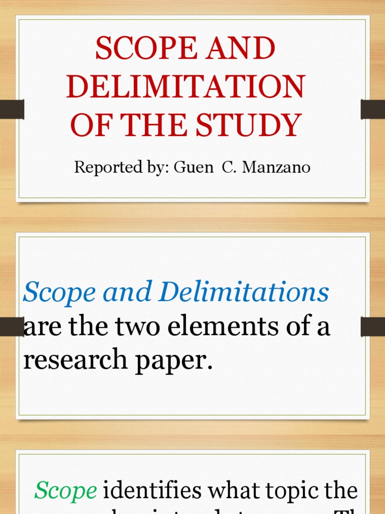 Research Report Delimitation and Definition of Terms | PDF