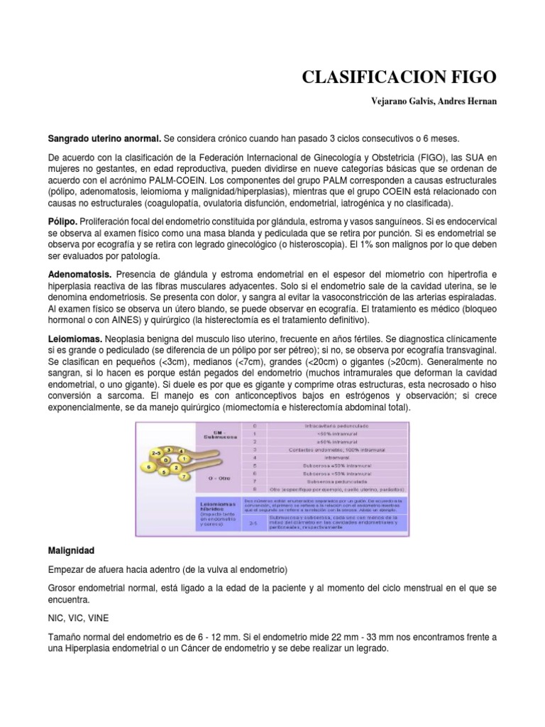 Clasificacion FIGO | PDF | Útero | Sistema Reproductor Femenino Mamífero