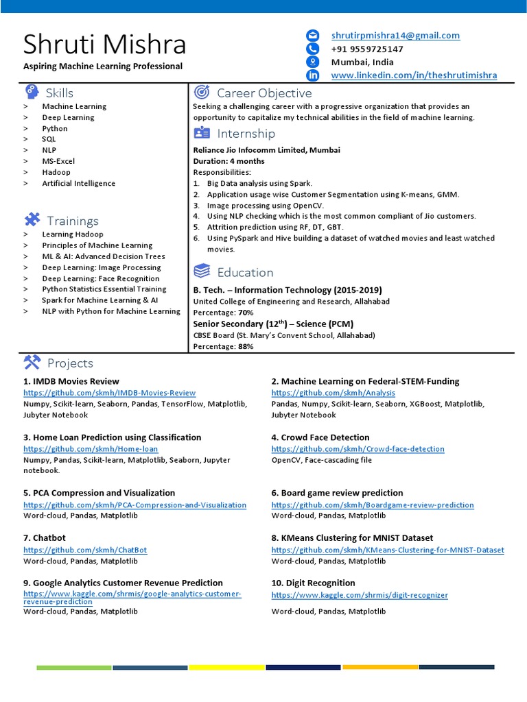 Shruti Mishra Resume 1561126094 | PDF | Machine Learning | Deep Learning