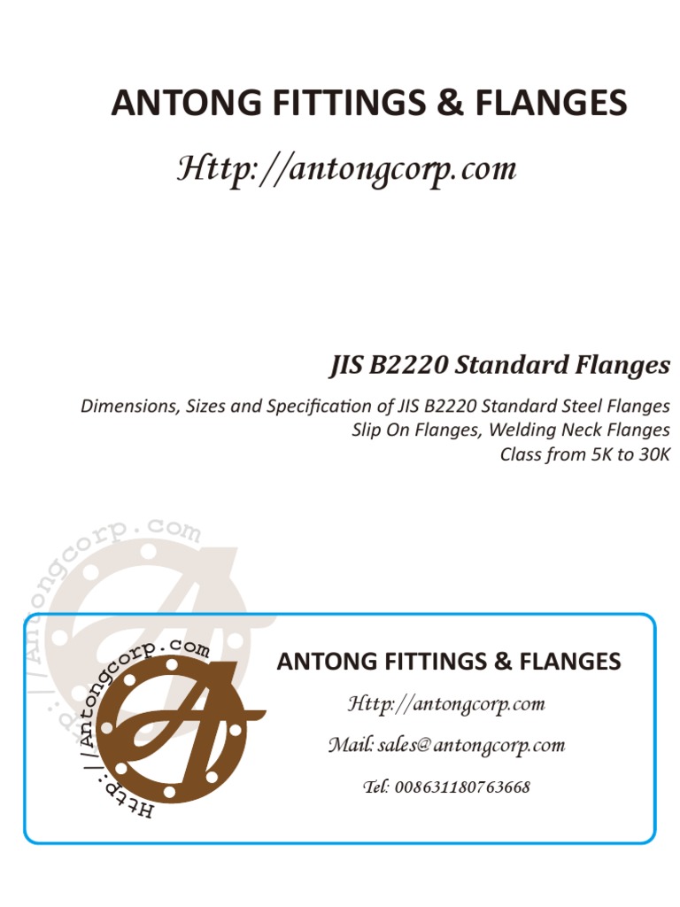 JIS B2220 Flange Dimensions Guide | PDF | Plumbing | Pipe (Fluid ...