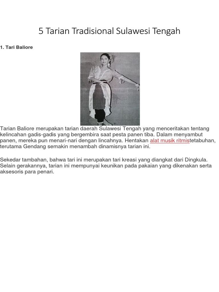 5 Tarian Tradisional Sulawesi Tengah | PDF | Seni | Puisi