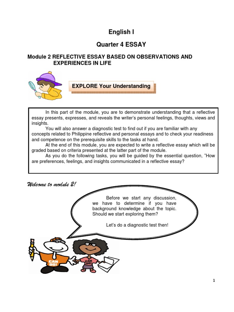 English I Quarter 4 ESSAY: Module 2 Reflective Essay Based On ...