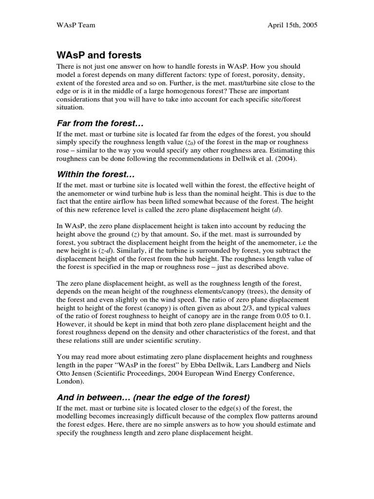 Forest Modeling in WAsP | PDF | Forests | Wind Power