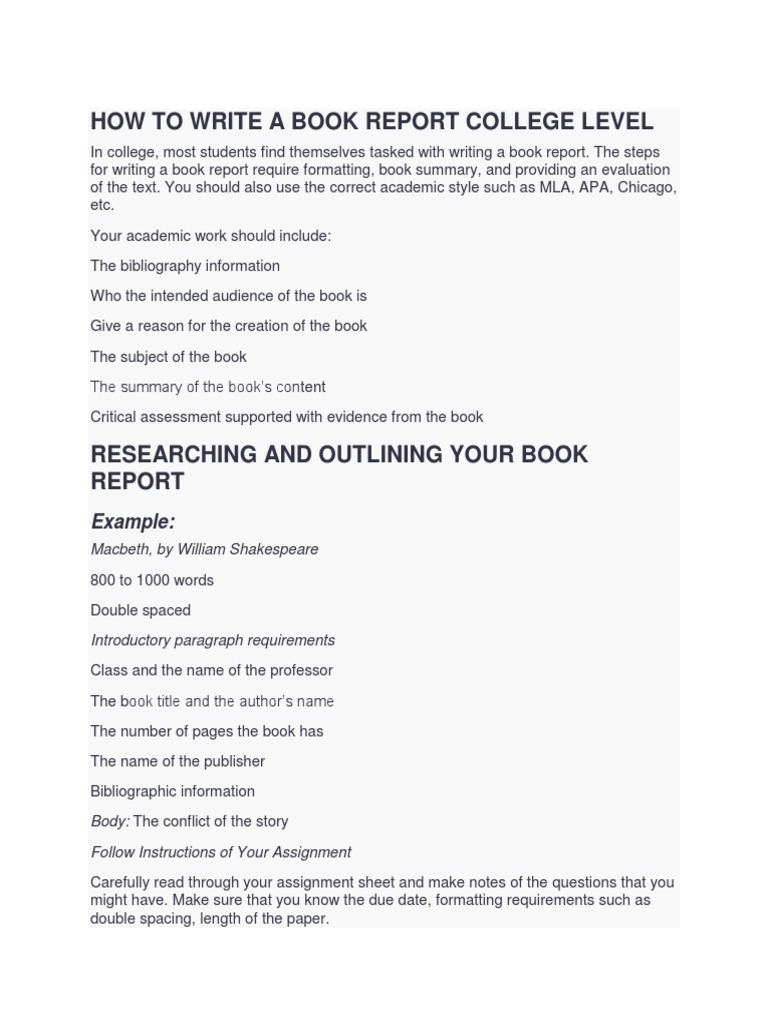 Writing a College Book Report Guide | PDF | Foreign Language Studies ...