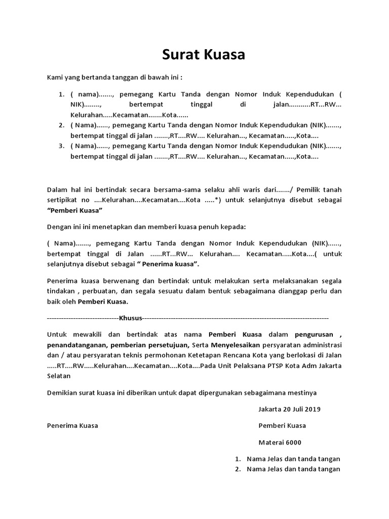 Surat Kuasa KRK PTSP | PDF