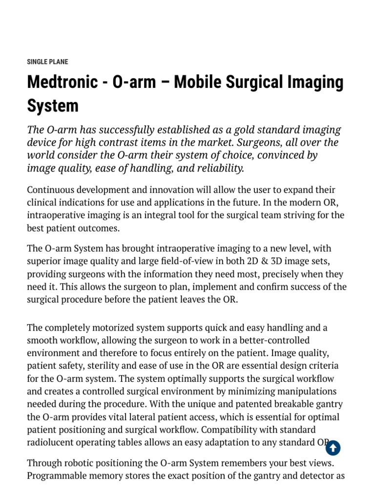 Medtronic - O-Arm - Mobile Surgical Imaging System On | PDF | Surgery ...