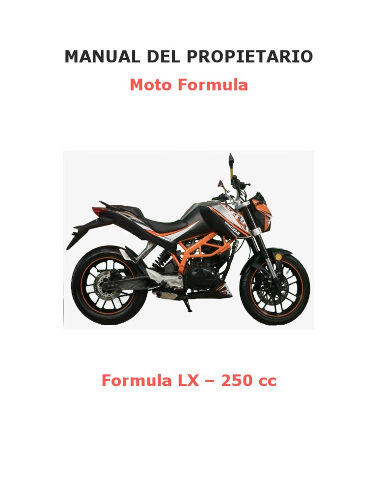Manual del propietario de la motocicleta Formula LX-250 cc: Guía ...