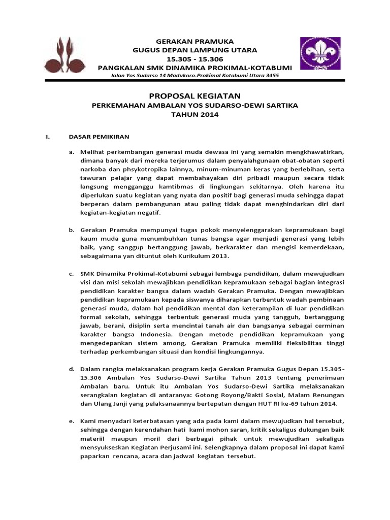 Perkemahan Pramuka SMK Dinamika 2014 | PDF