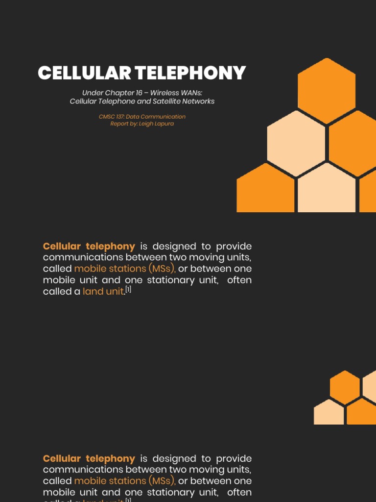 Cellular Telephony: Under Chapter 16 - Wireless Wans: Cellular ...
