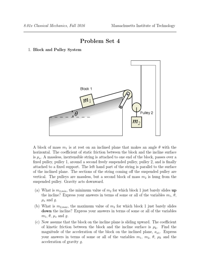 MIT Problem Set 4 | PDF | Velocity | Friction