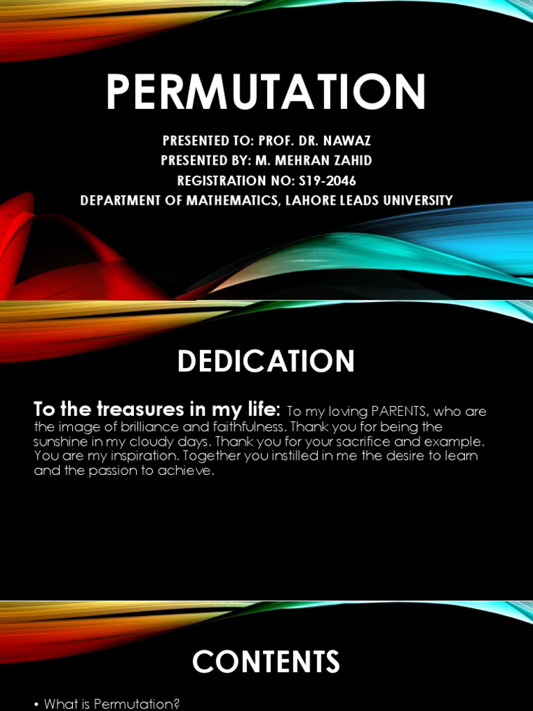 Permutation Presentation | PDF | Permutation | Discrete Mathematics
