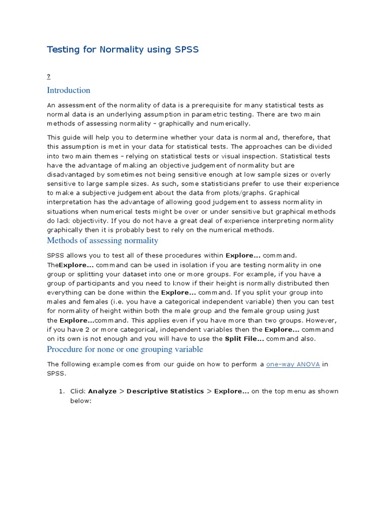 1333355396testing For Normality Using SPSS | PDF | Analysis Of Variance ...