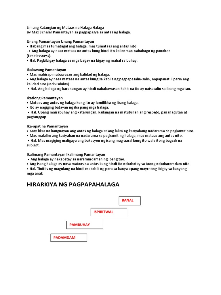 Limang Katangian NG Mataas Na Halaga Halaga | PDF