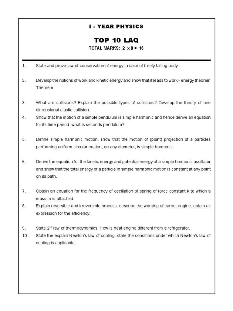 Junior-Physics Imp Qs | PDF | Force | Temperature