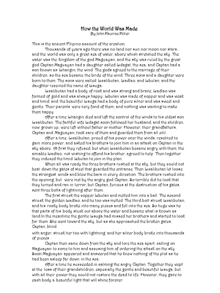 How The World Was Made Myths | PDF