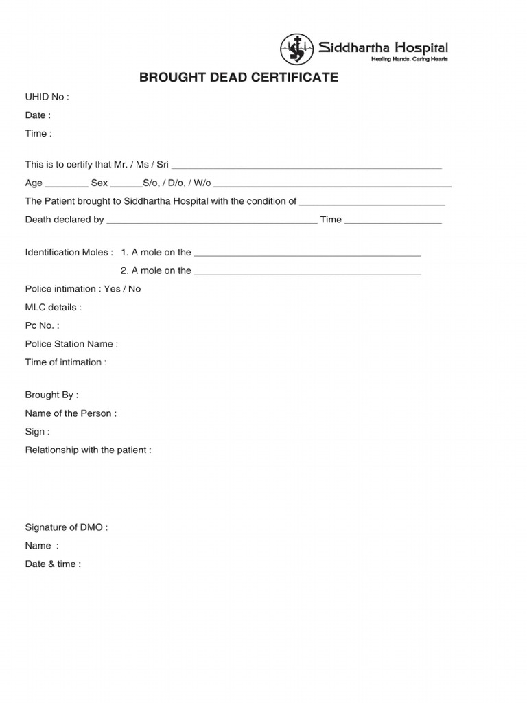 Brought Death Certificate | PDF