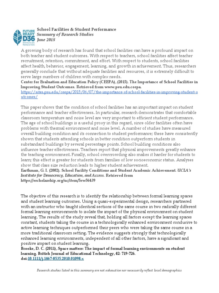 School Facilities & Student Performance | PDF | Learning | Classroom