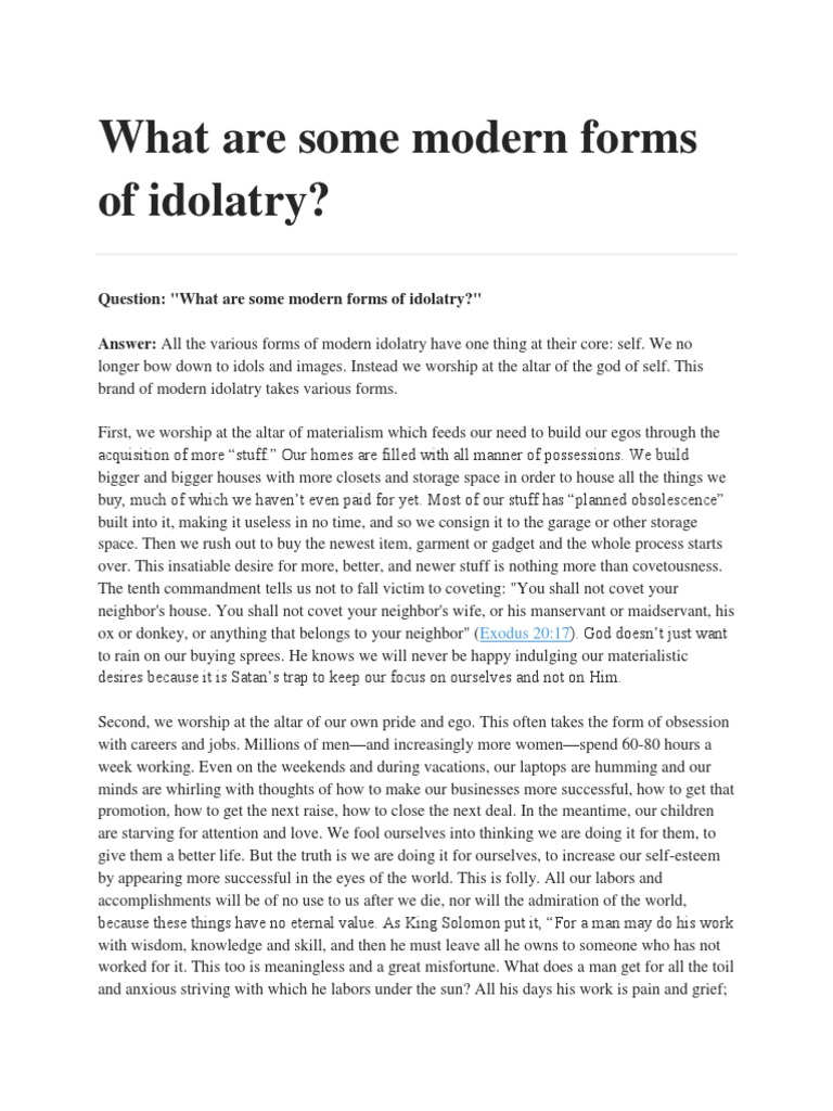 What Are Some Modern Forms of Idolatry | PDF | Idolatry | Satan