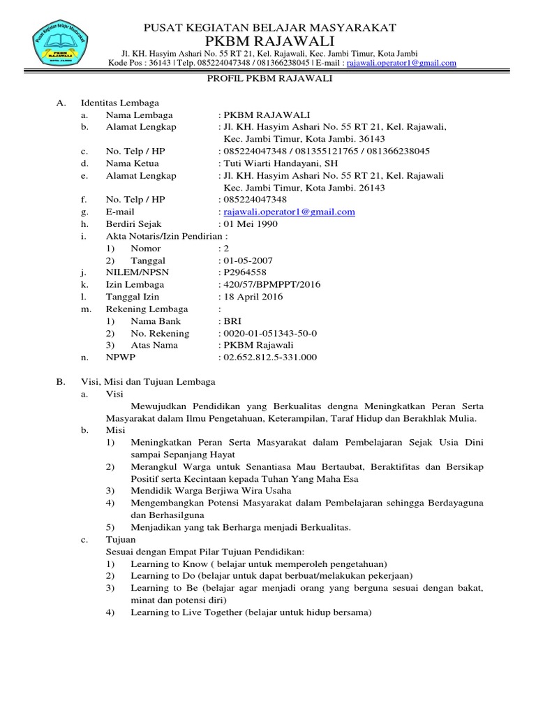 Profil PKBM Rajawali | PDF